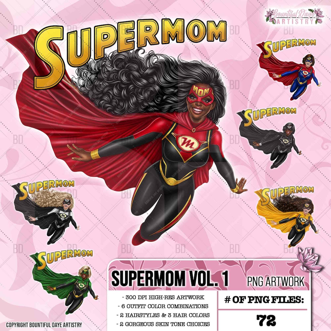 Super Mom, Supermom, Mother Clipart, Mom Clipart, Superhero Clipart, Family Clipart, Woman ...