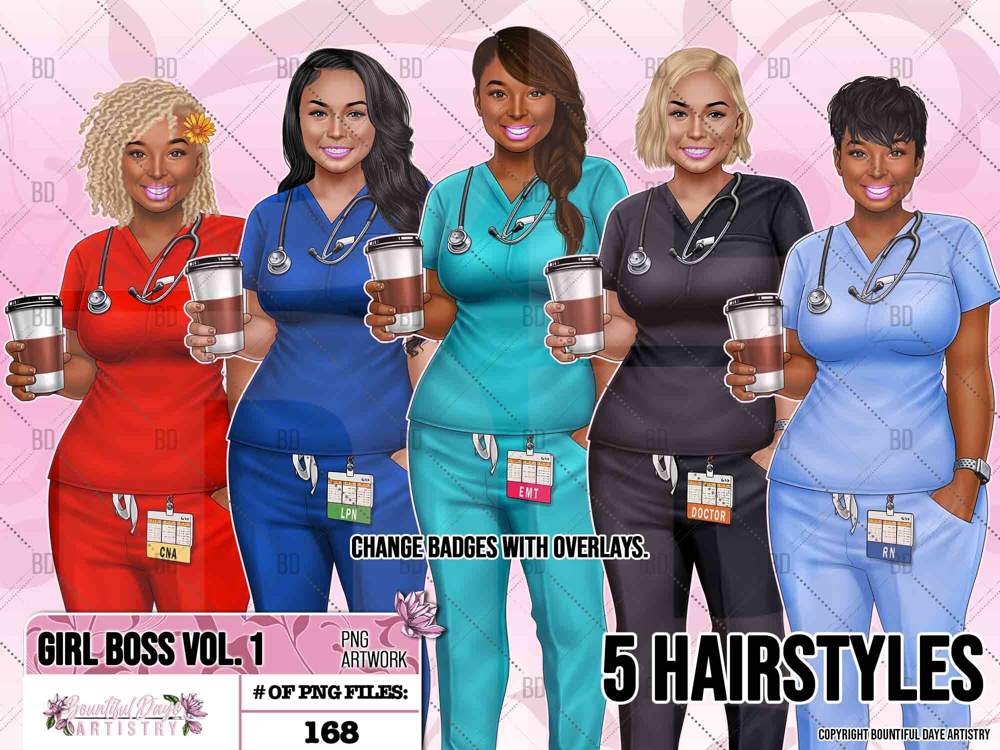 Nurse Emt Girl Fashion Clipart Boss Fashion Clipart Etsy