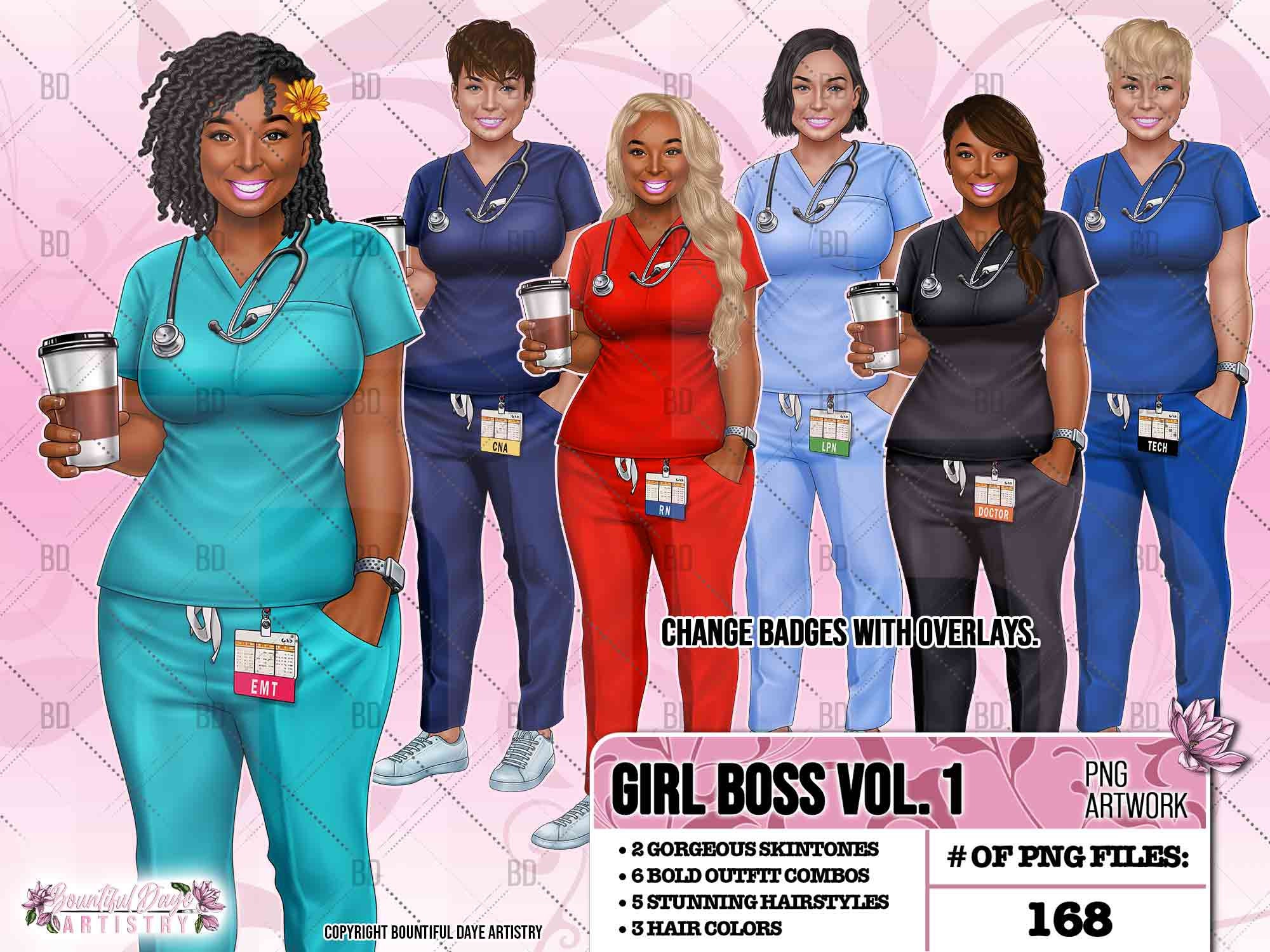 Nurse EMT Girl Fashion Clipart Boss Fashion Clipart - Etsy