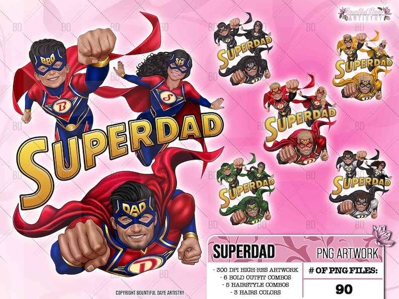 Super Dad, Superhero, Father's Day Clipart, Father Son Clipart, Dad ...