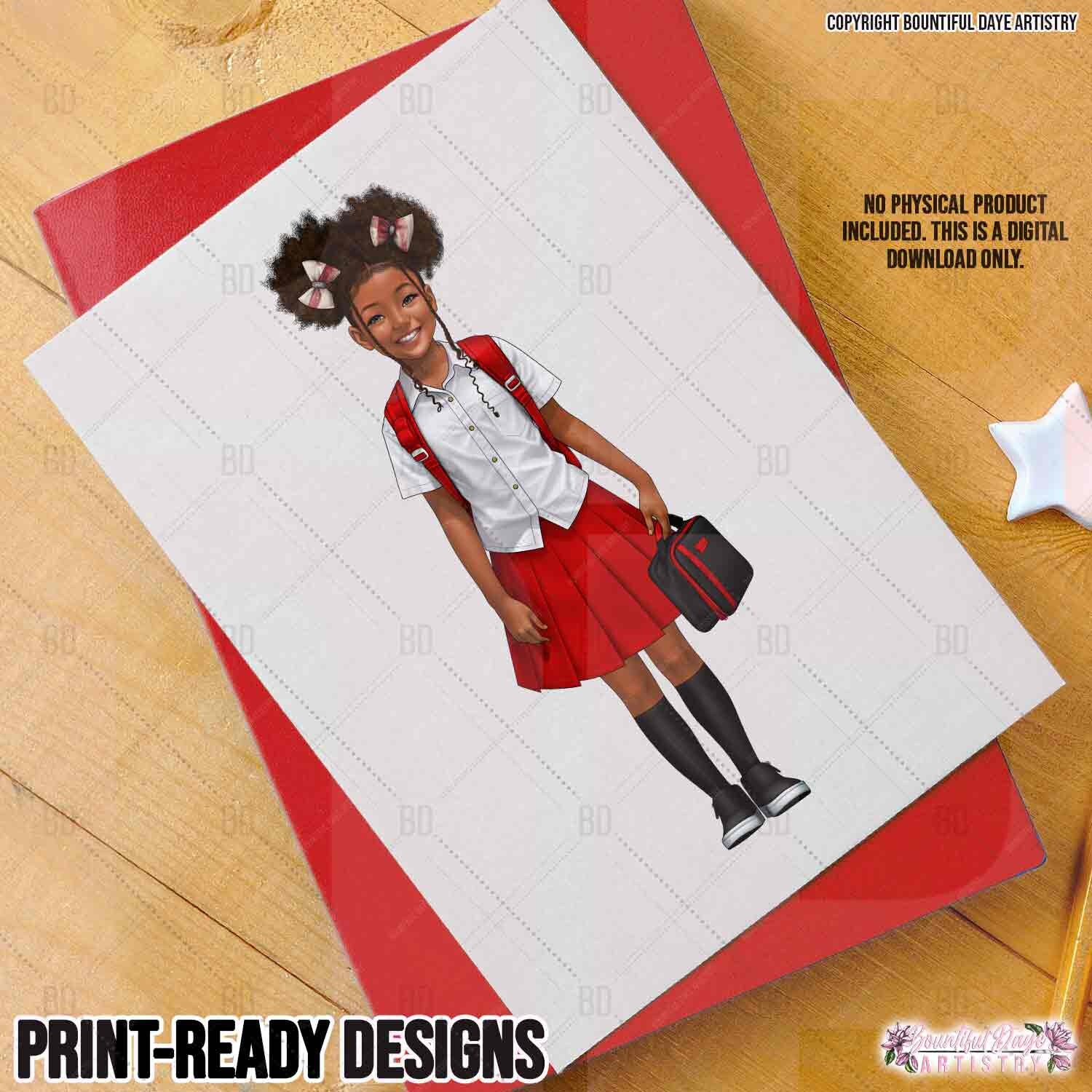 School Girl Clipart, Children Clipart, Fashion Girl Clipart, Student ...
