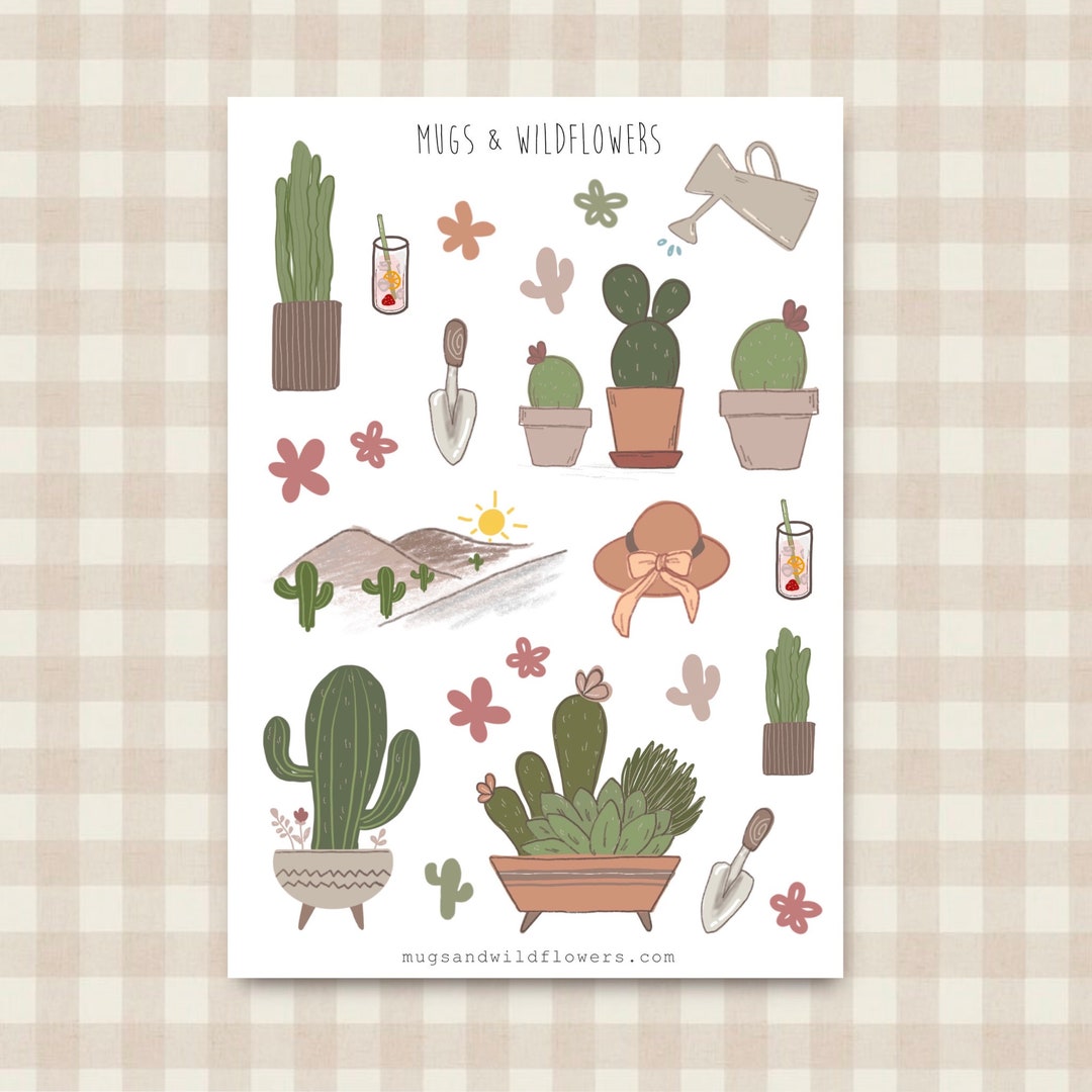 Sticker Sheet - Cactus | Journaling Stickers | Planner Stickers ...
