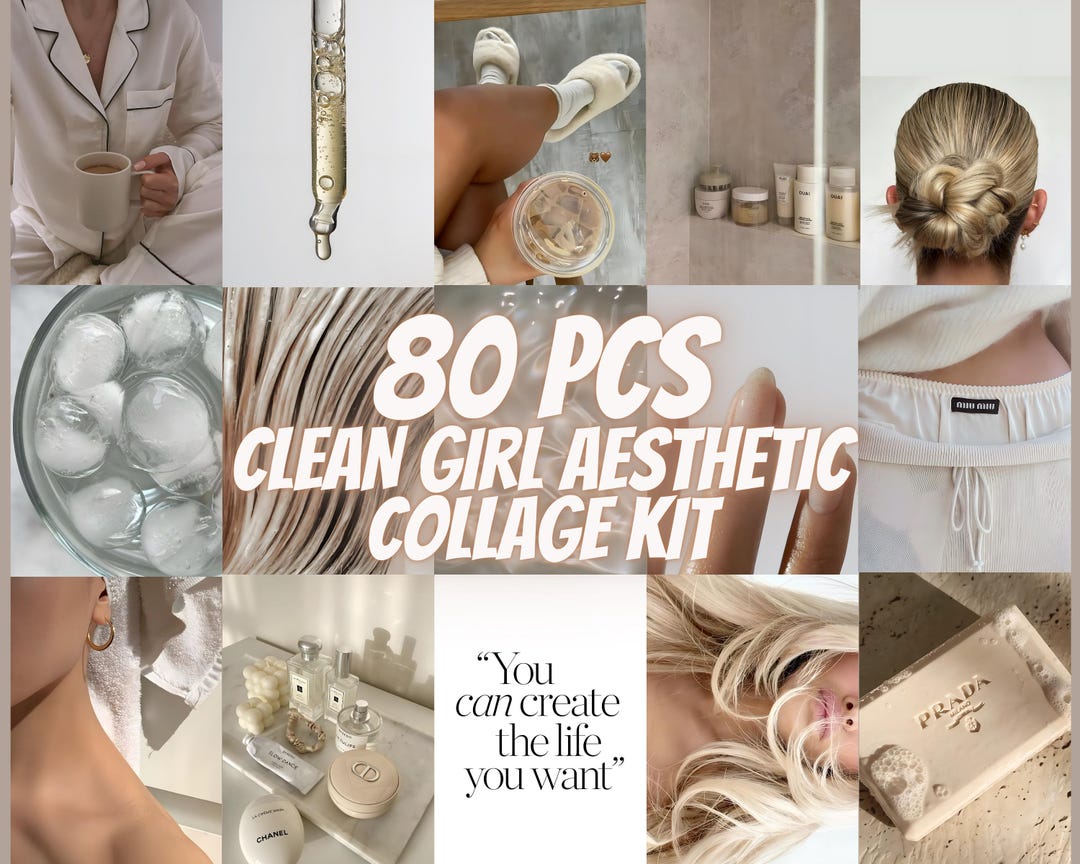 80 PCS Clean Girl Aesthetic Collage Kit Minimalist Wall Prints Neutral ...