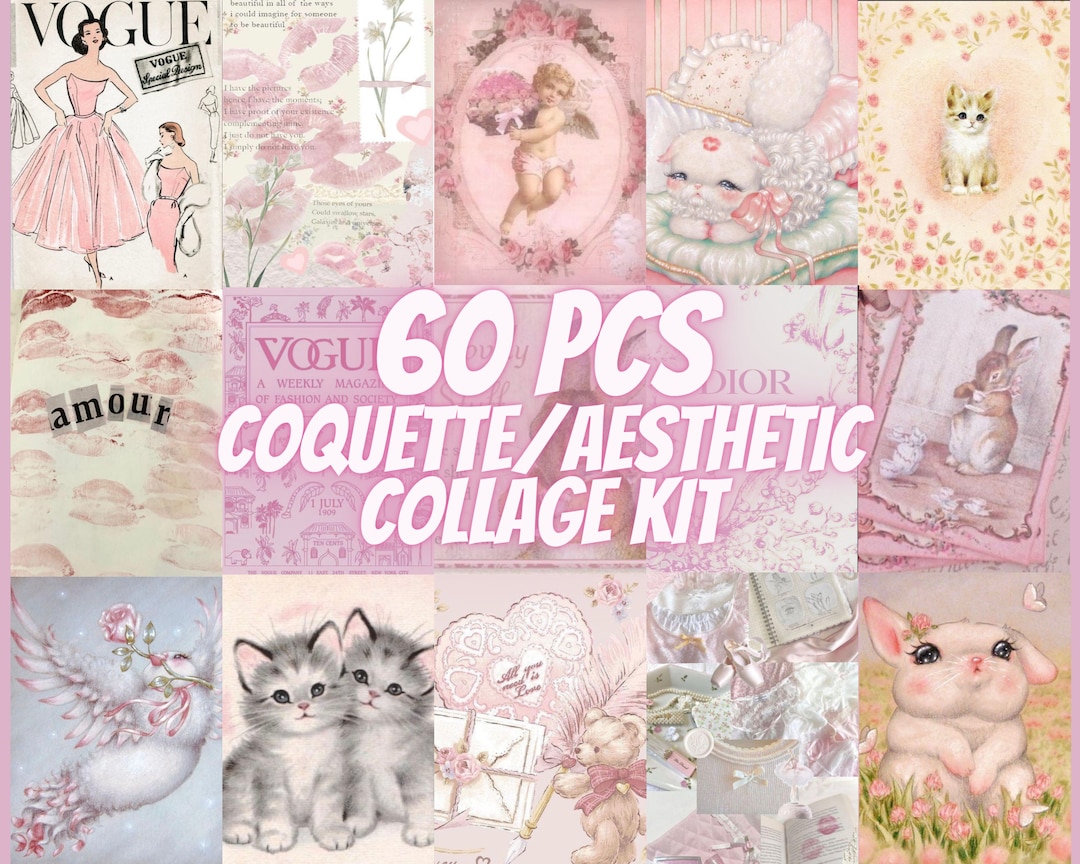 60 PCS Coquette Aesthetic DIGITAL DOWNLOAD room Decor Aesthetic Soft ...