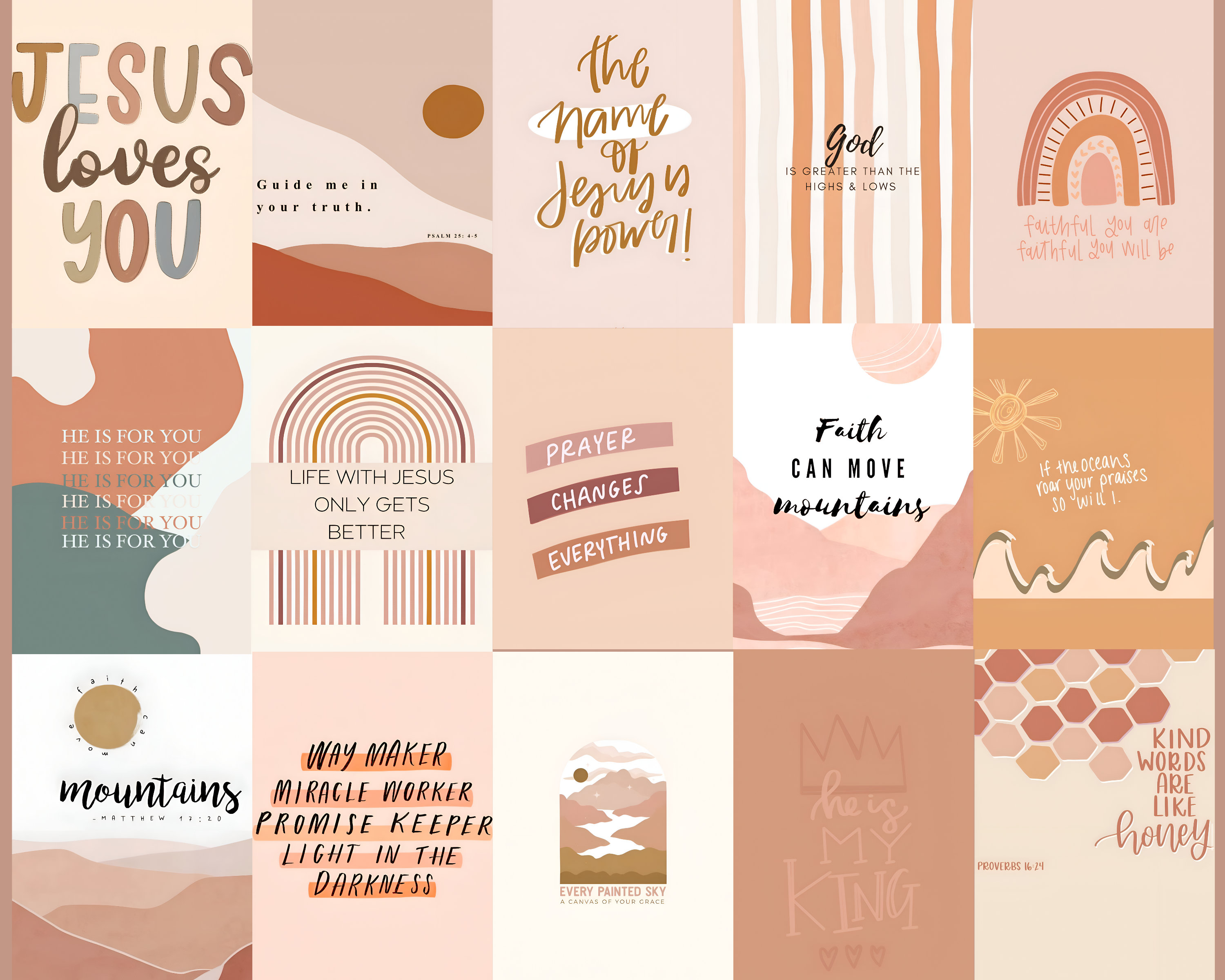 80 PCS Christian Boho Aesthetic Collage Kit Bible Verse Jesus Faith ...