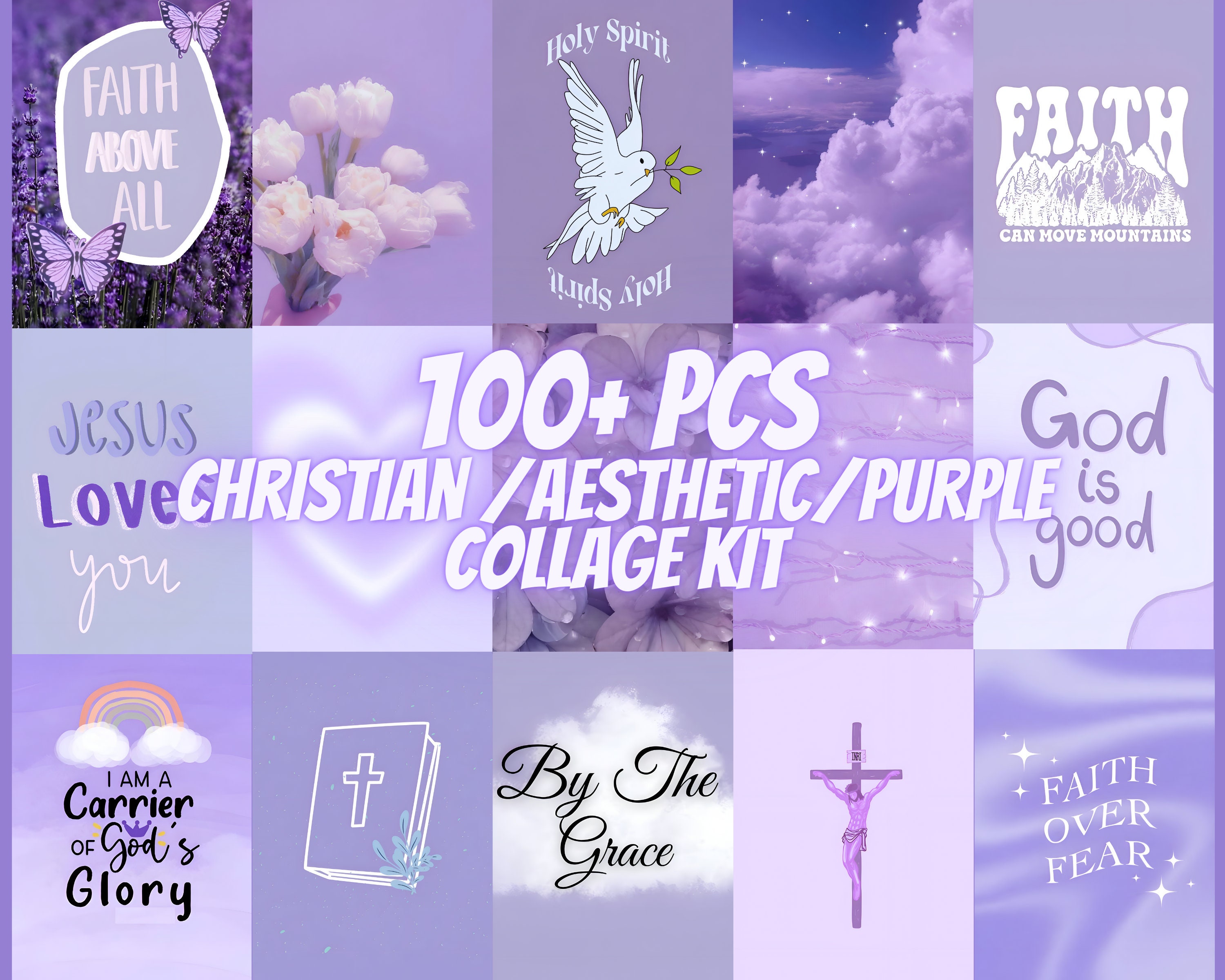100 CHRISTIAN COLLAGE KIT Purple Collage Kit Christian Posters ...