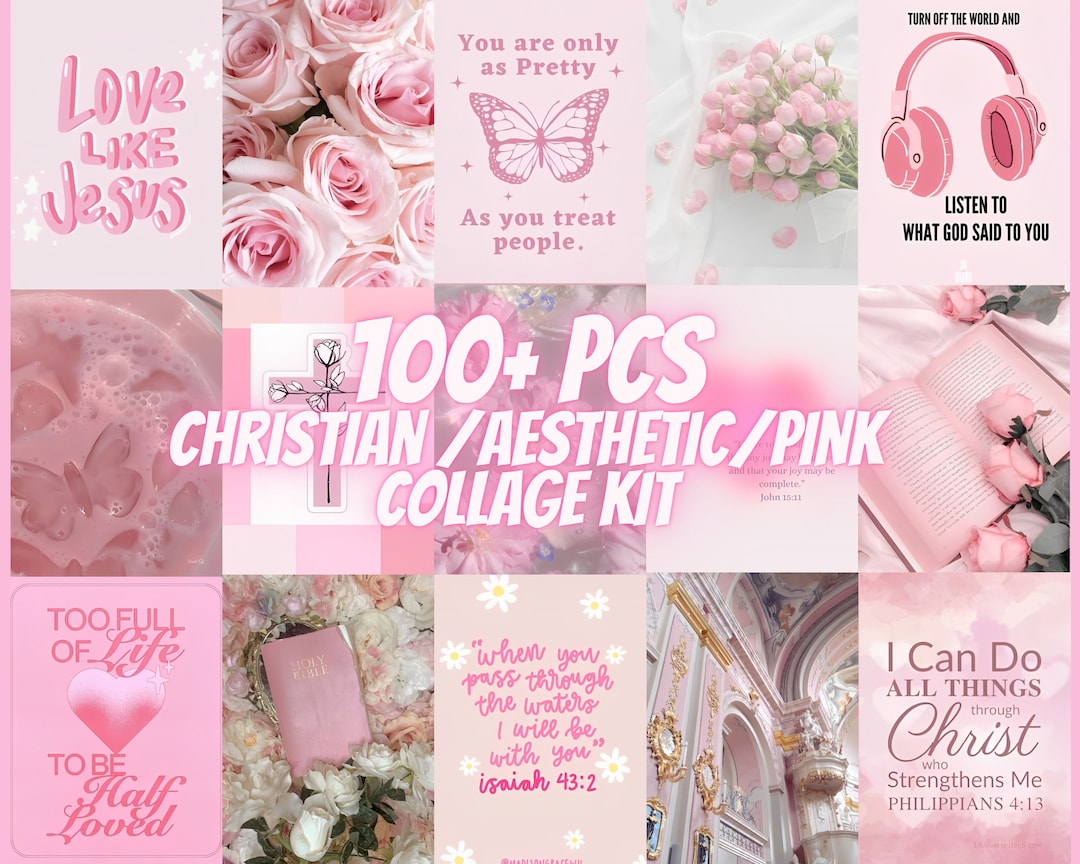 Christian Pink Collage Kit, 100+ Inspirational Prints (digital Download ...