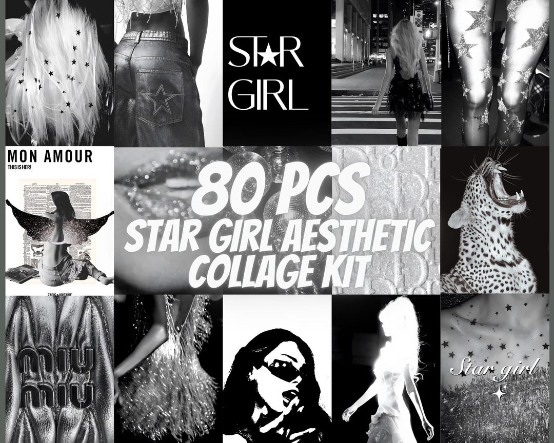Star Girl Aesthetic Collage Kit, Urban Chic Wall Prints (80 PCS ...