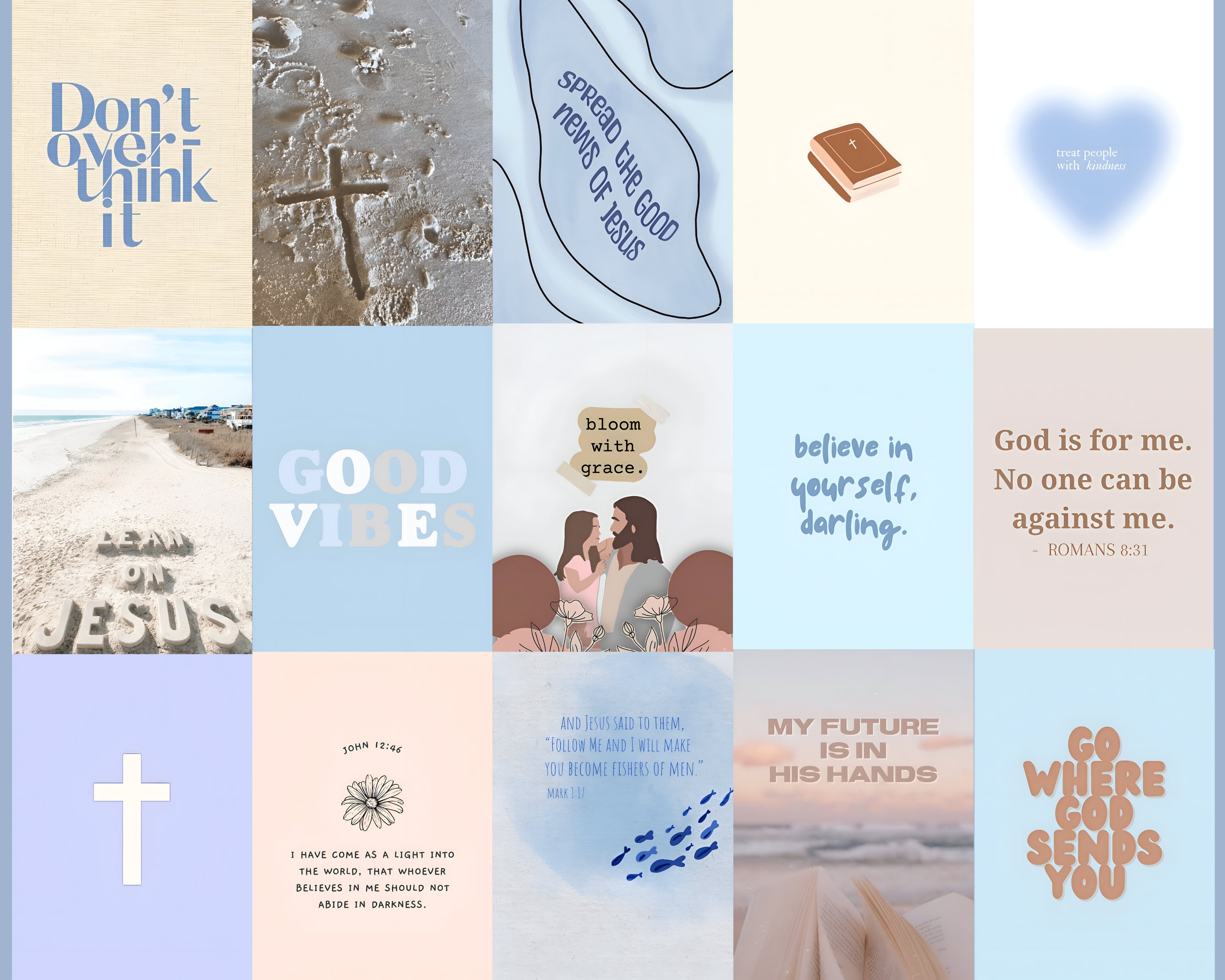 80 PCS Christian Aesthetic Collage Kit Bible Verse Wall Art Faith Decor ...