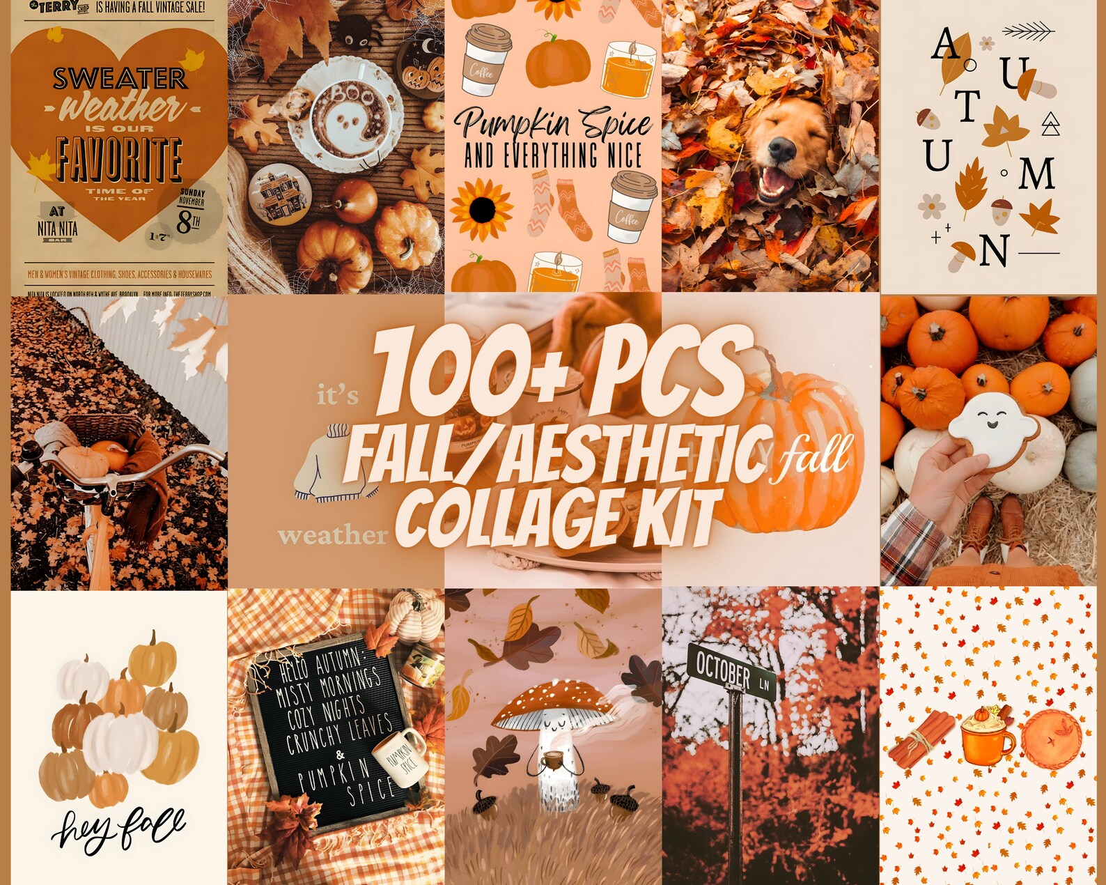 100PCS Fall Aesthetic Collage Kit Autumn Aesthetic Fall - Etsy