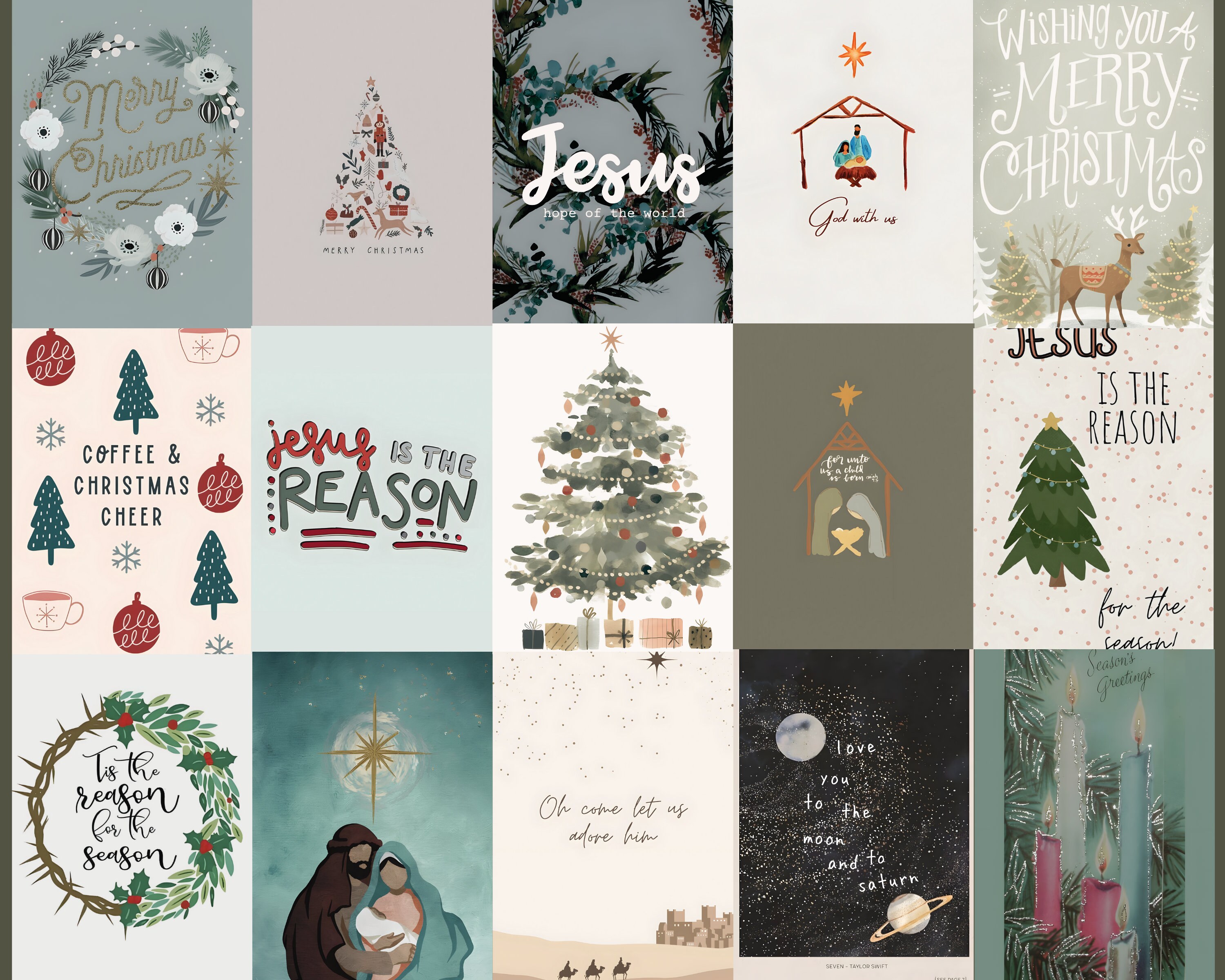 Christian Christmas Collage Kit, Bible Verse Art (digital Download) - Etsy