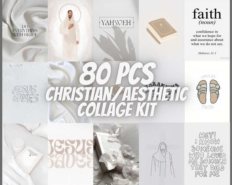 80 PCS Christian Collage Kit Aesthetic Digital Download - Etsy