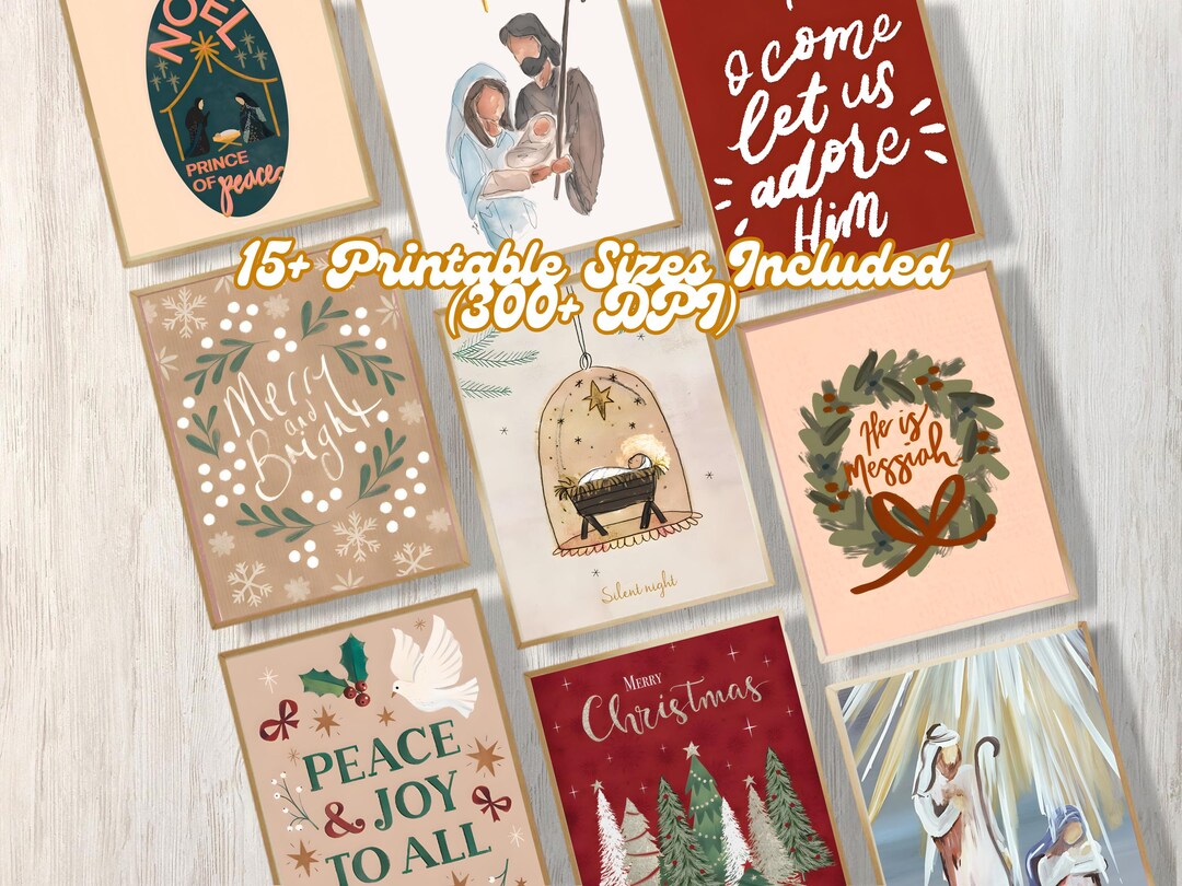 Christian Posters Kit Aesthetic Set of 9 | Winter | Christmas Wall Art ...