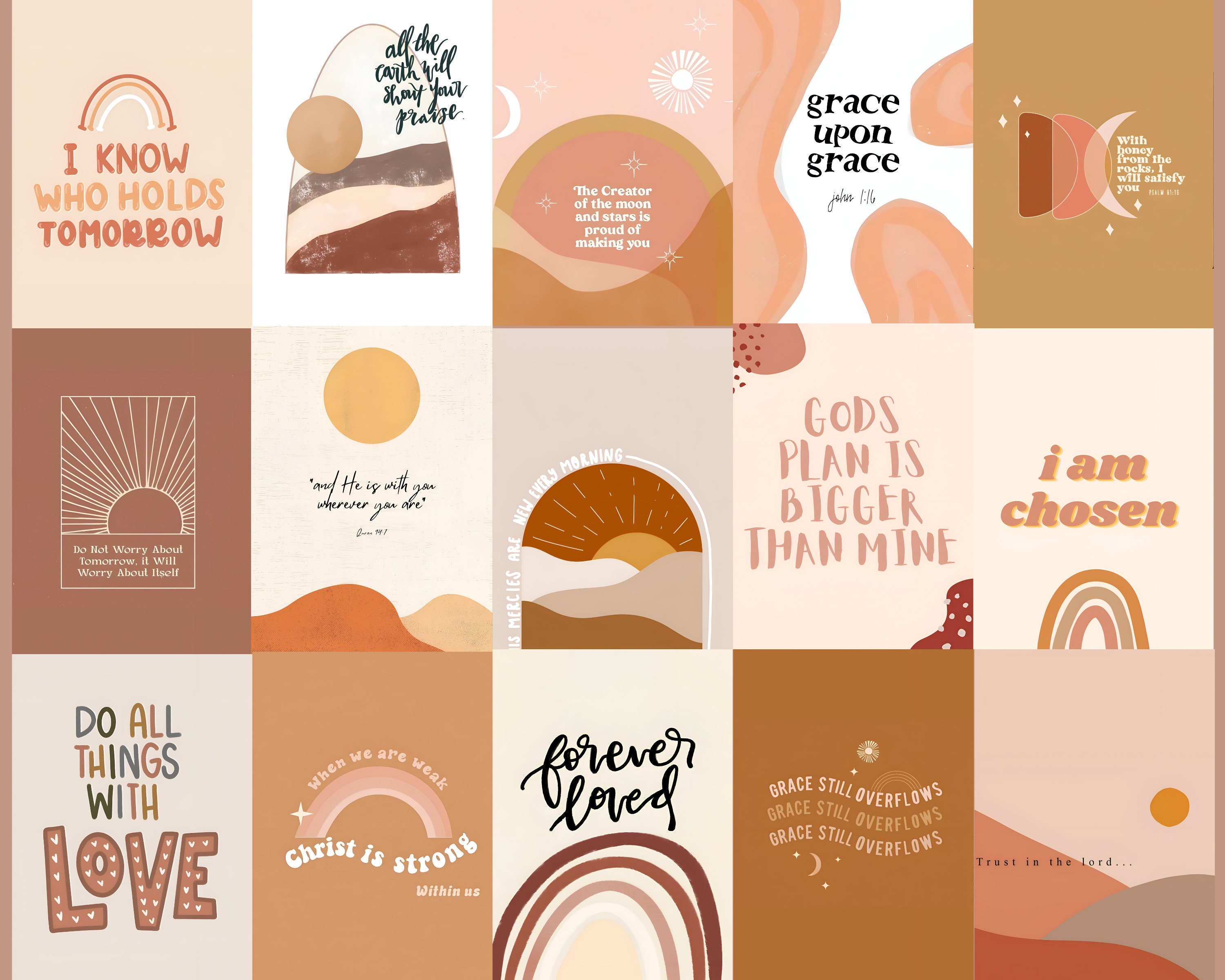 80 PCS Christian Boho Aesthetic Collage Kit Bible Verse Jesus Faith ...