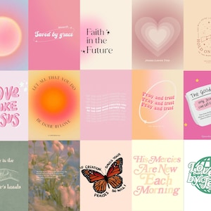 80 PCS Christian Collage Kit Aesthetic Bible Verse Wall Art Jesus Decor ...