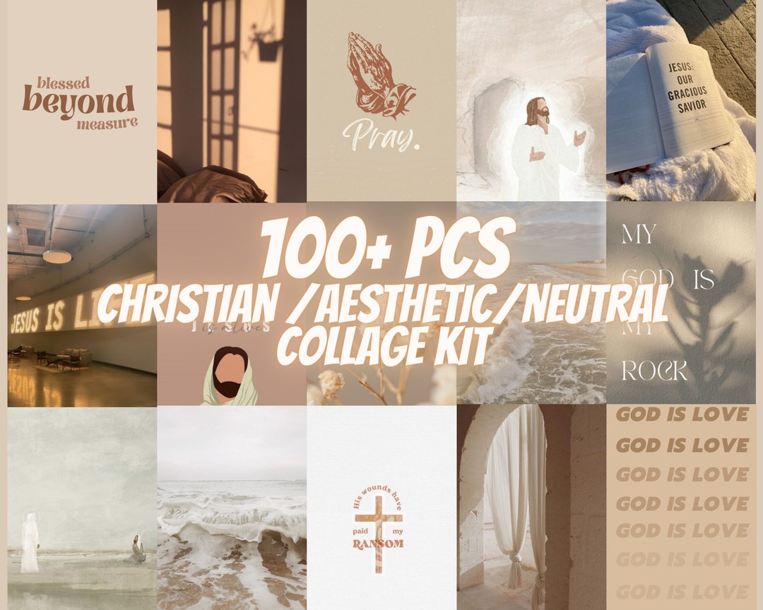 100+ CHRISTIAN COLLAGE KIT Neutral Collage Kit | Wall Collage ...