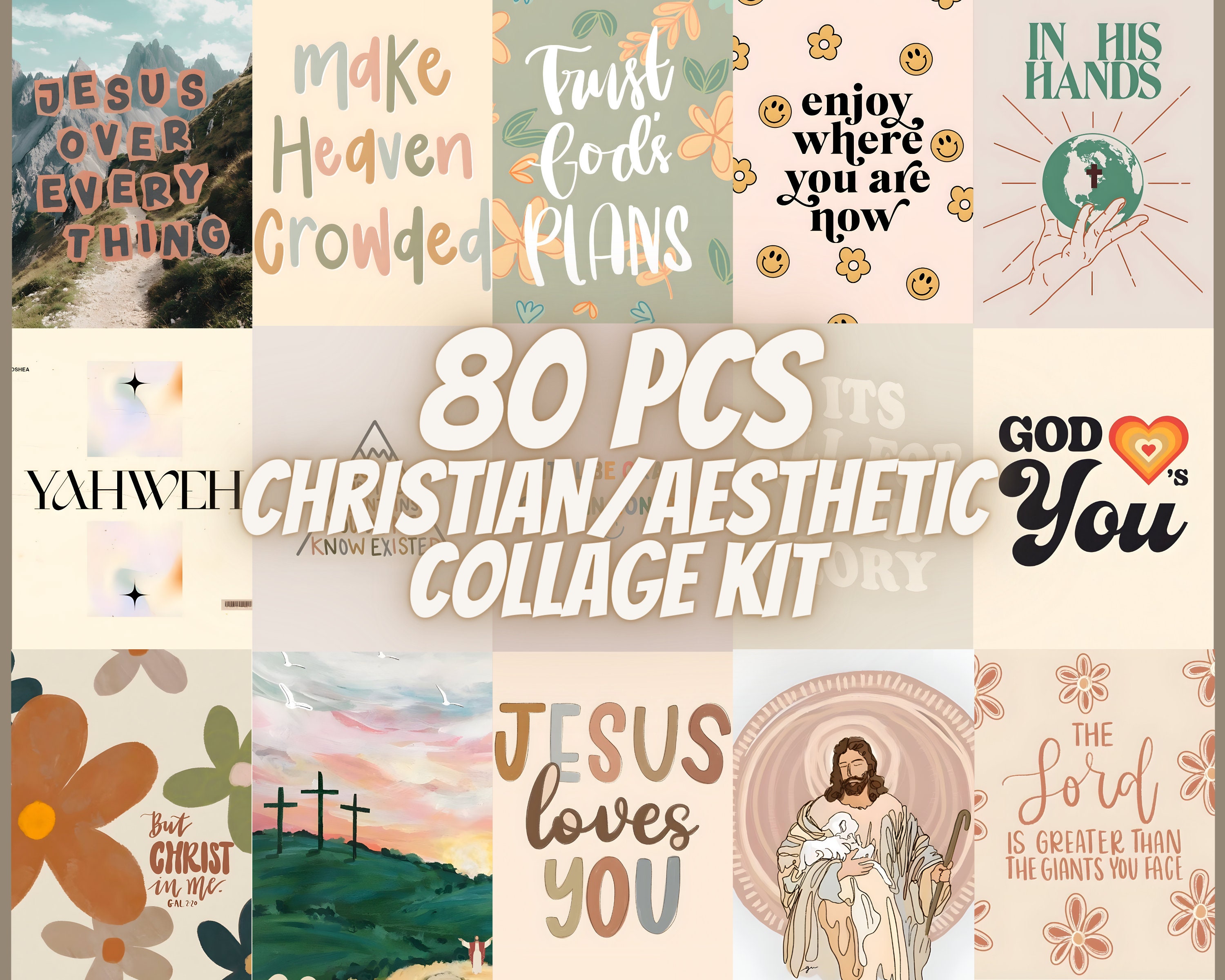 80 PCS Christian Collage Kit Aesthetic Digital Download - Etsy
