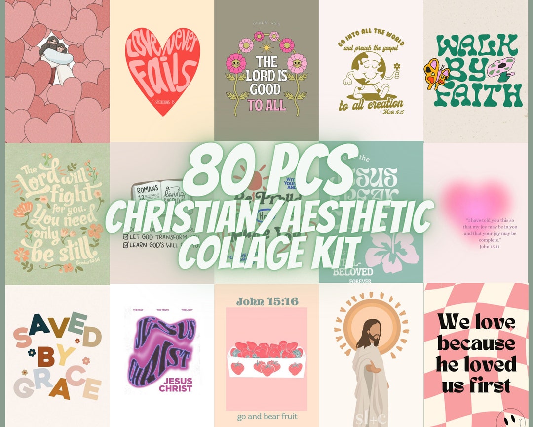 Christian Collage Kit (80 PCS) Bible Verse Wall Art (digital Download ...