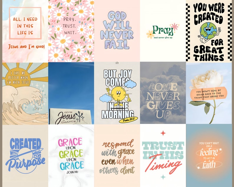 80 PCS Christian Collage Kit Aesthetic Digital Download - Etsy