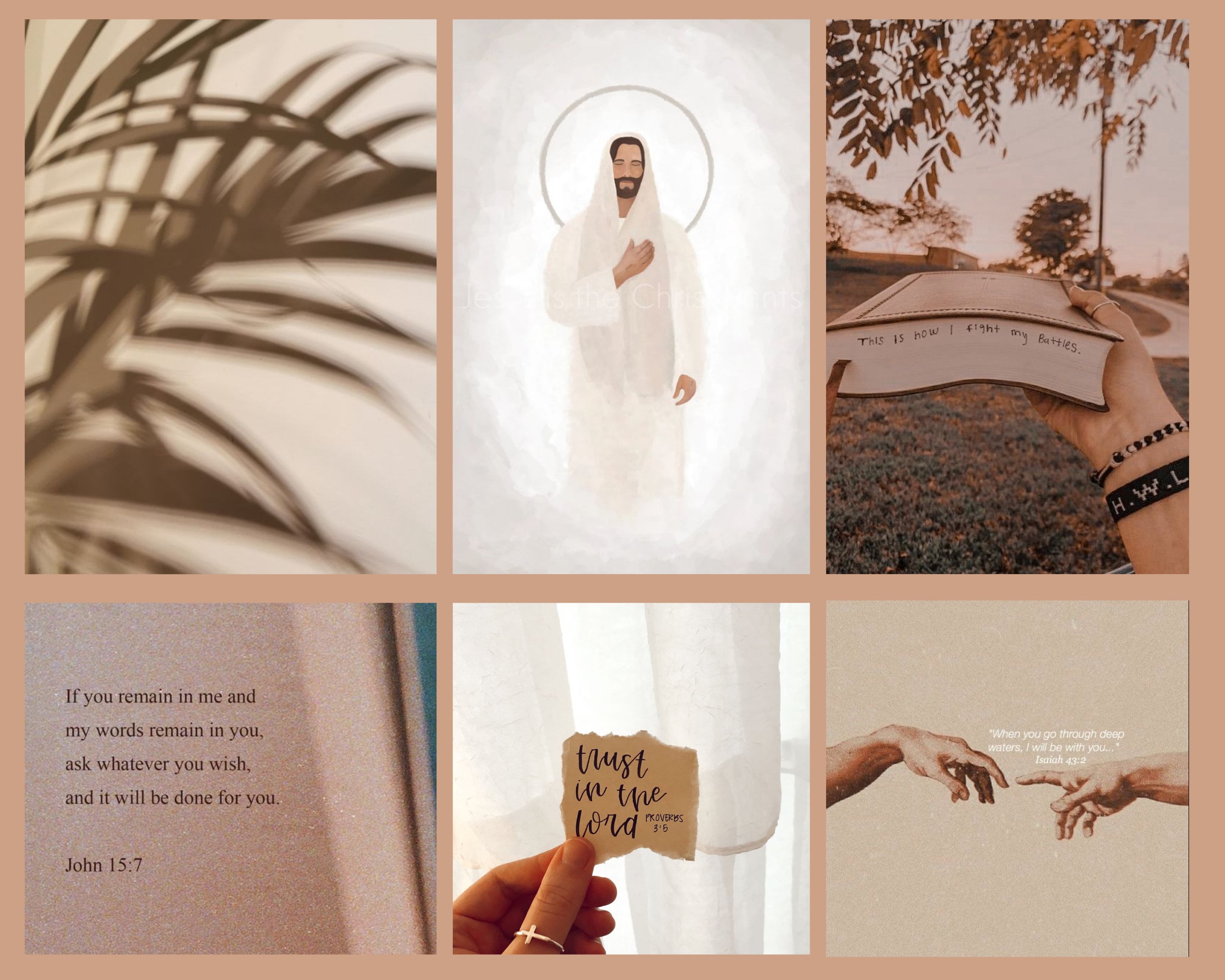 100 Neutral Christian Aesthetic Collage Kit Bible Quotes Minimalist ...