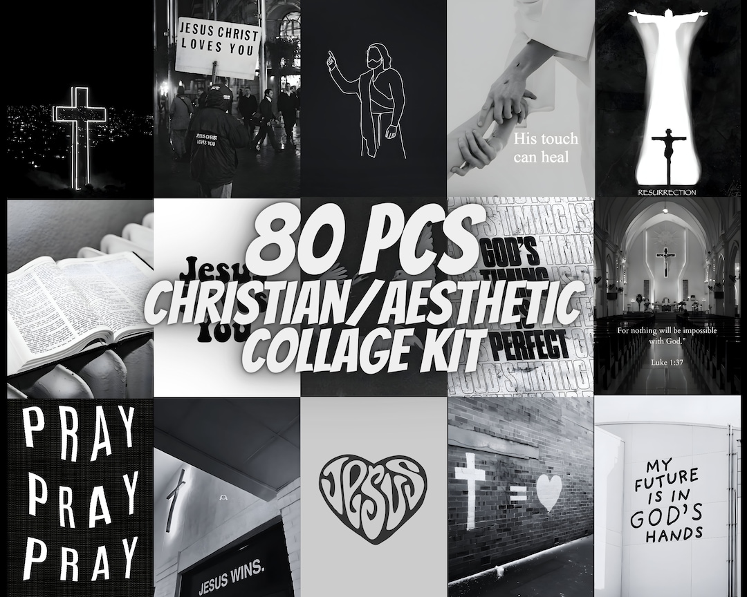Christian Aesthetic Collage Kit, Bible Verse Prints (80 PCS) (digital ...