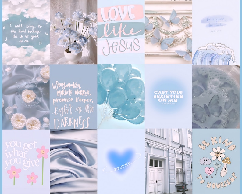 100 CHRISTIAN COLLAGE KIT Blue Collage Kit Christian Posters Christian ...