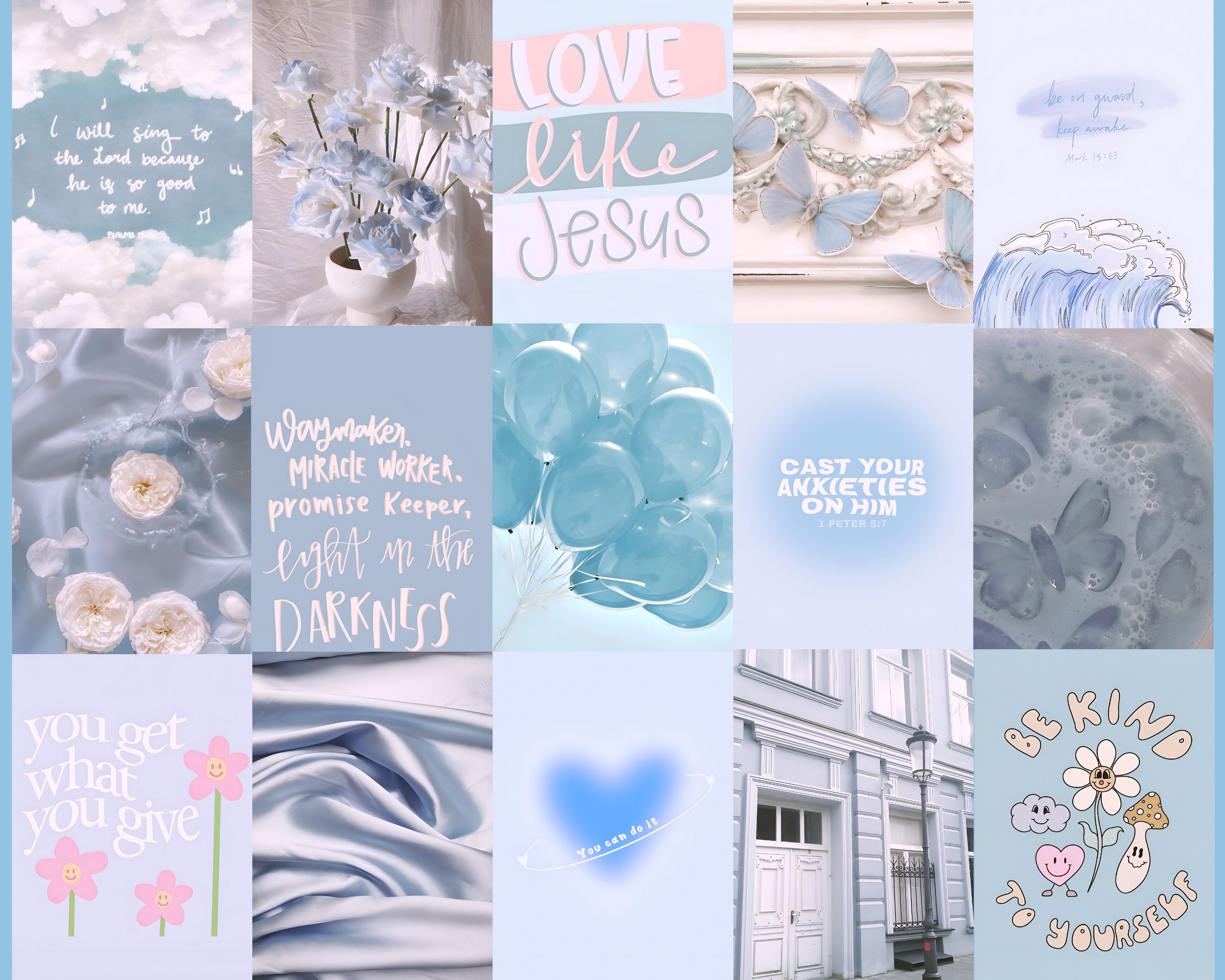 100 CHRISTIAN COLLAGE KIT Blue Collage Kit Christian Posters Christian ...