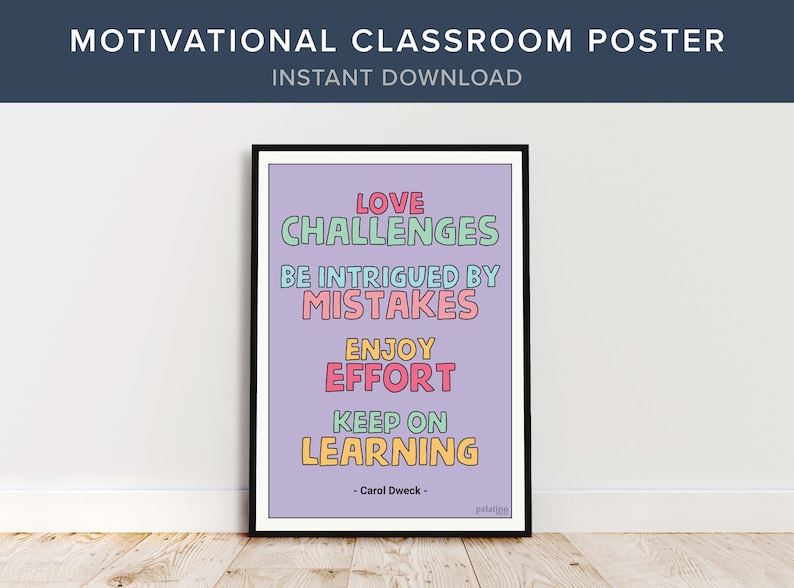Motivational Poster for the Classroom, Growth Mindset Quote, INSTANT ...
