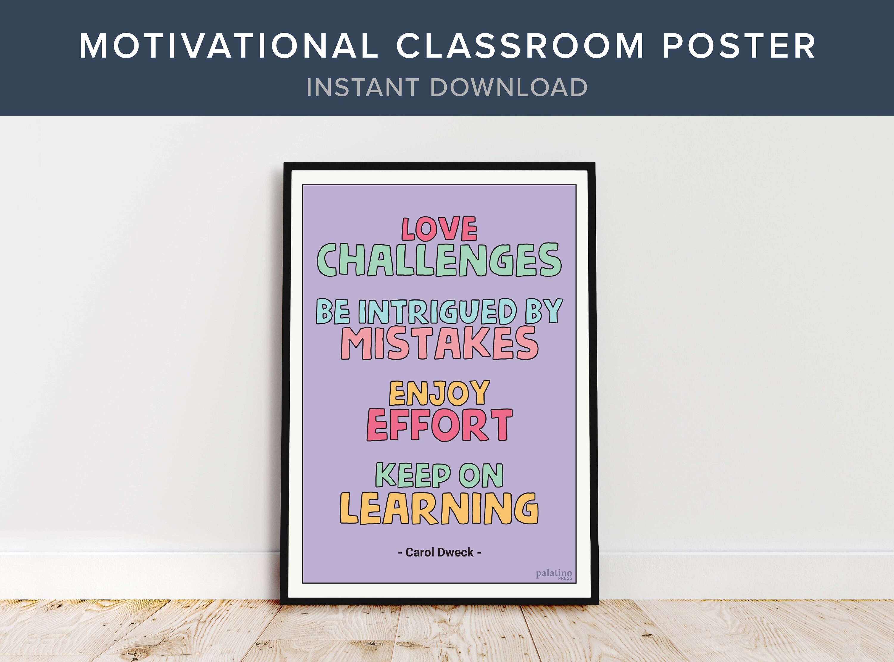 Motivational Poster for the Classroom, Growth Mindset Quote, INSTANT ...
