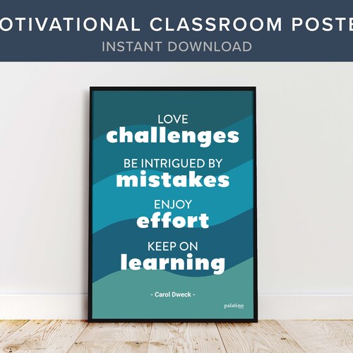 Motivational Poster for the Classroom Growth Mindset Quote - Etsy