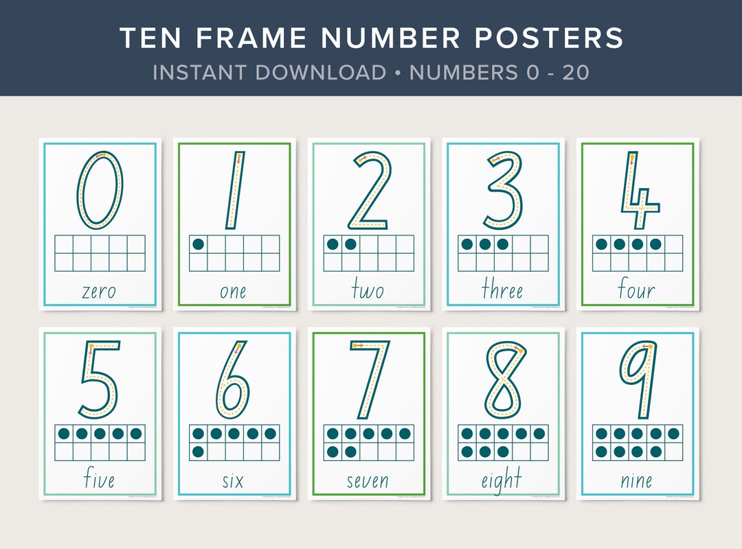 Ten Frame Number Posters, Foundation Font, INSTANT DOWNLOAD - Etsy