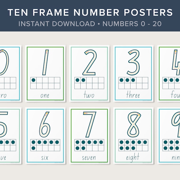 Number Posters With Ten Frame - Etsy