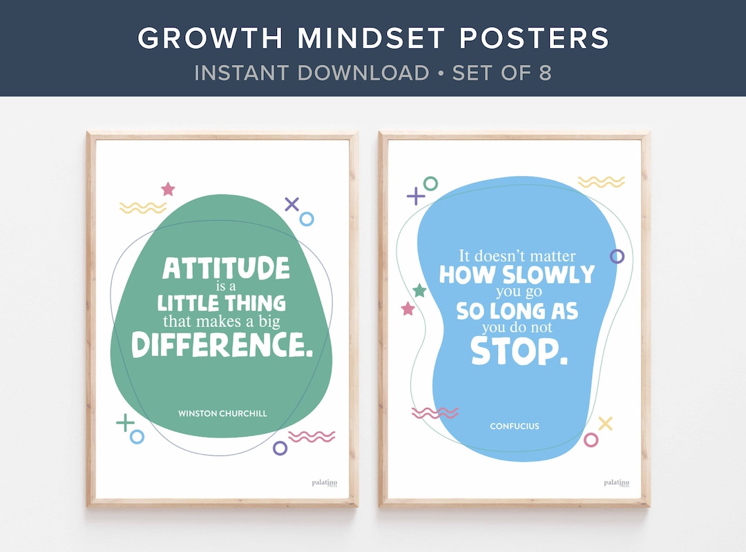Growth Mindset and Motivational Posters, Set of 8, INSTANT DOWNLOAD - Etsy