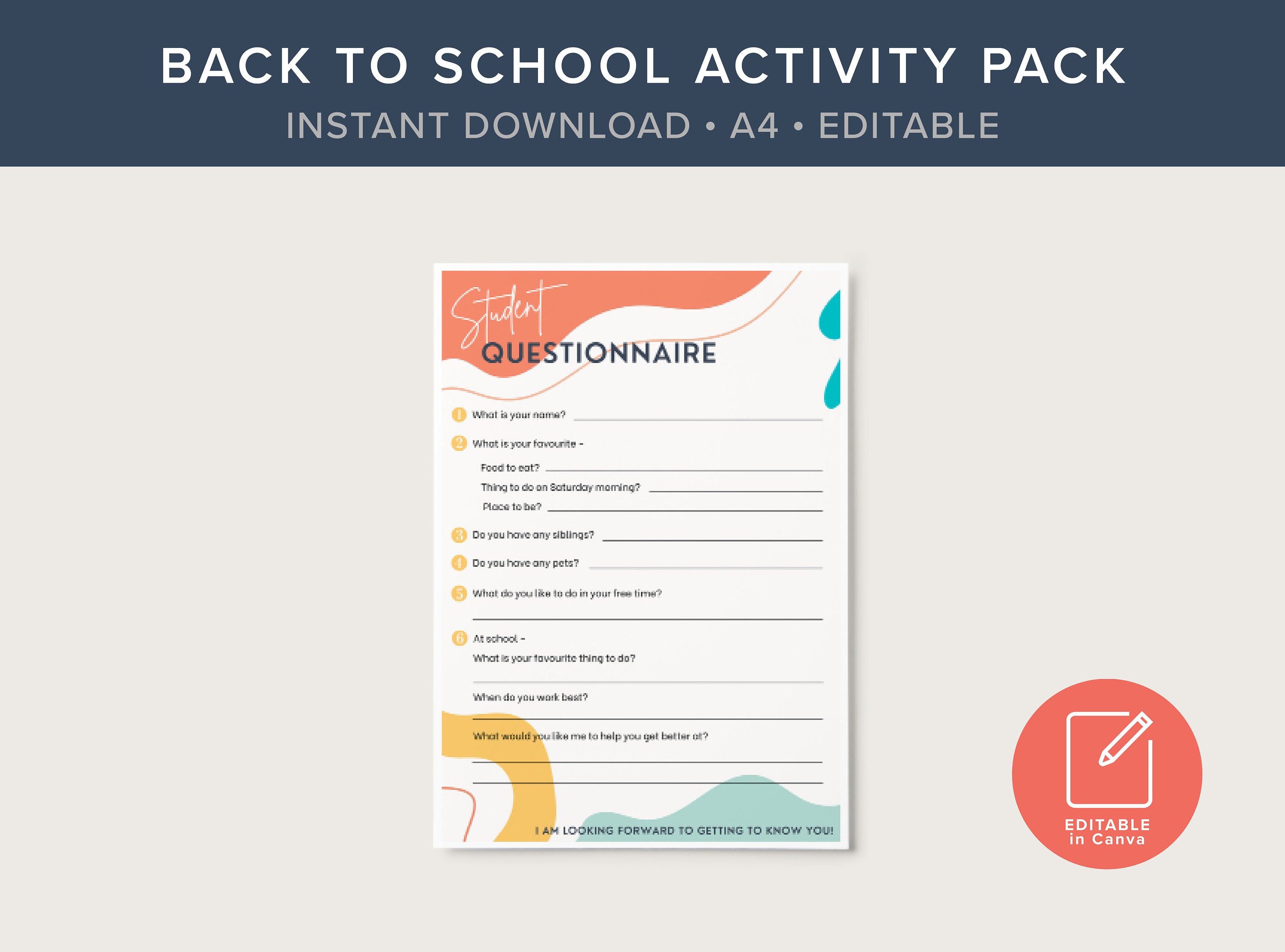 Back to School Activity Pack, Get to Know Your Class, 5 Activities ...
