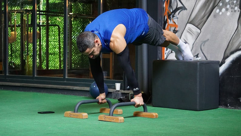 Parallette 16 Parallel Bars Handstand Push up Home Fitness Calisthenics ...