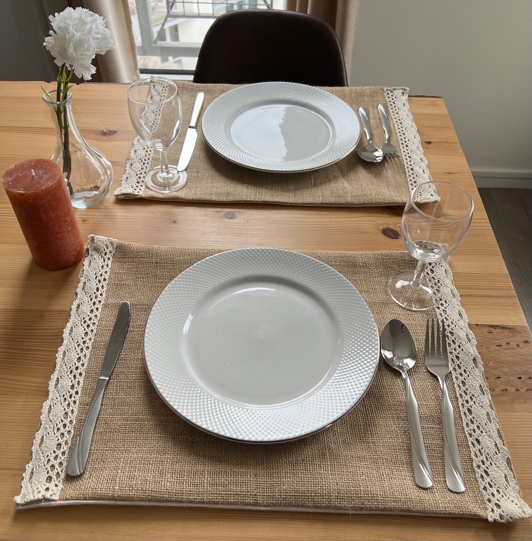 Placemats in Natural Jute Ecological Lace / Eco Friendly With Fringes ...