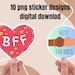 Happy Friendship Day Sticker Bundle, Printable Sticker Bundle PNG ...