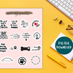 Printable Dog Lover Stickers Pack Png, Digital Download Printable Png ...