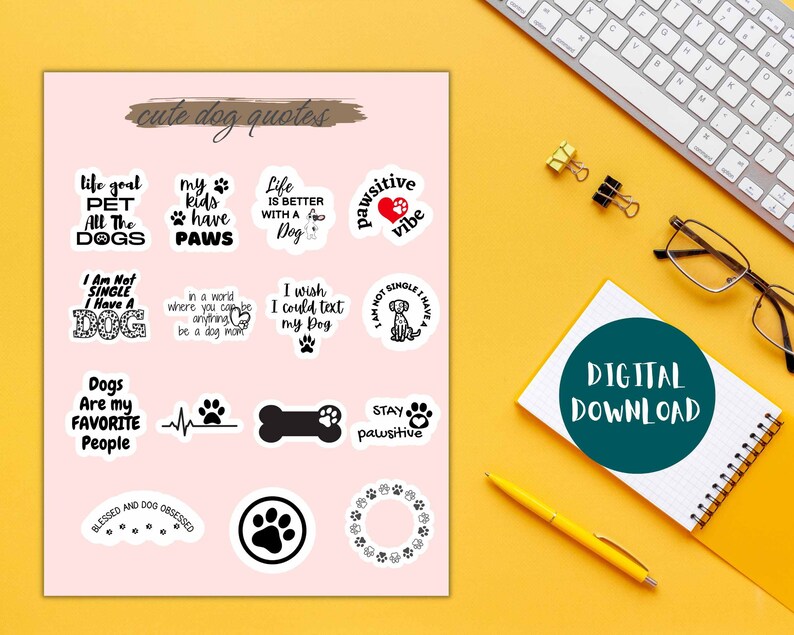 Printable Dog Lover Stickers Pack Png, Digital Download Printable Png ...