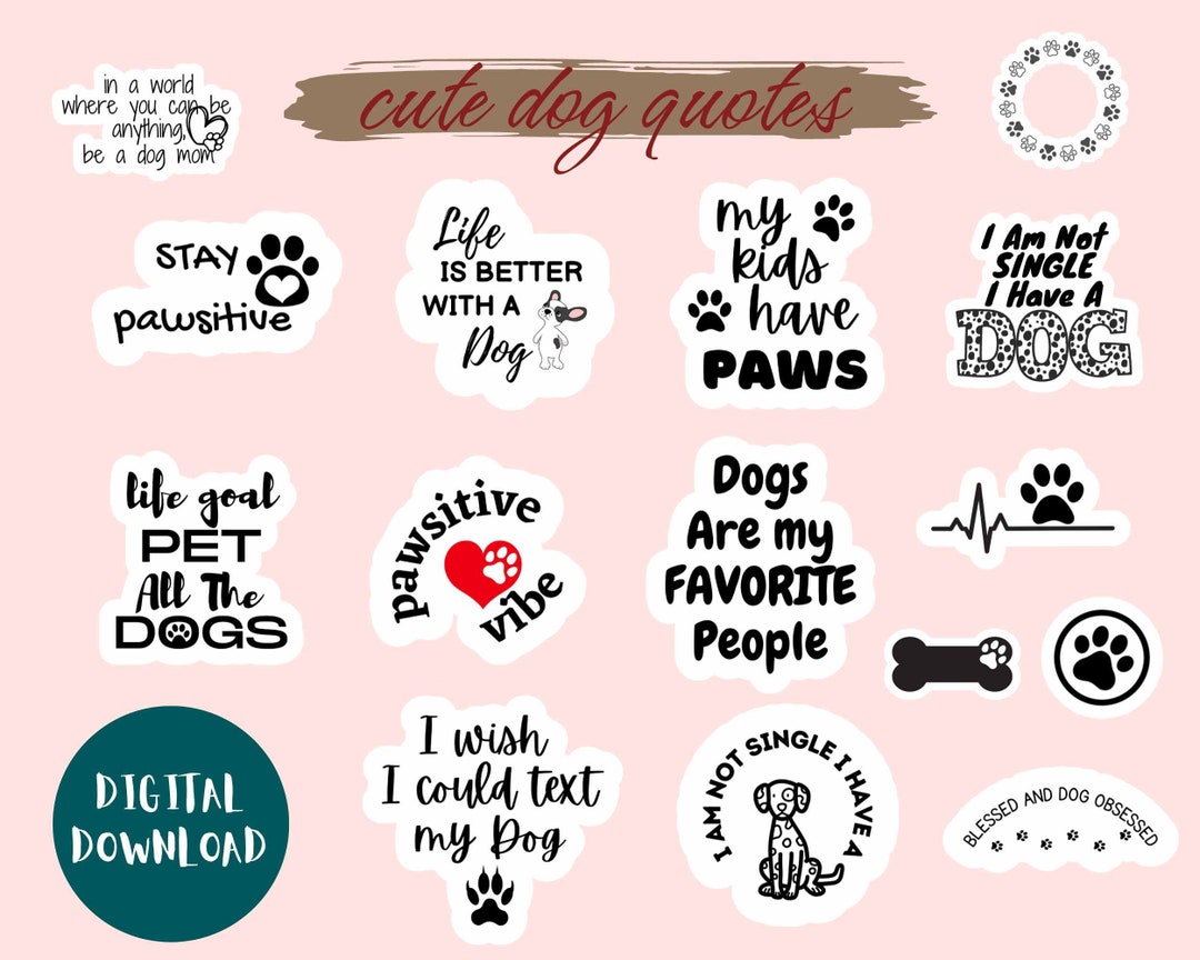 Printable Dog Lover Stickers Pack Png, Digital Download Printable Png ...
