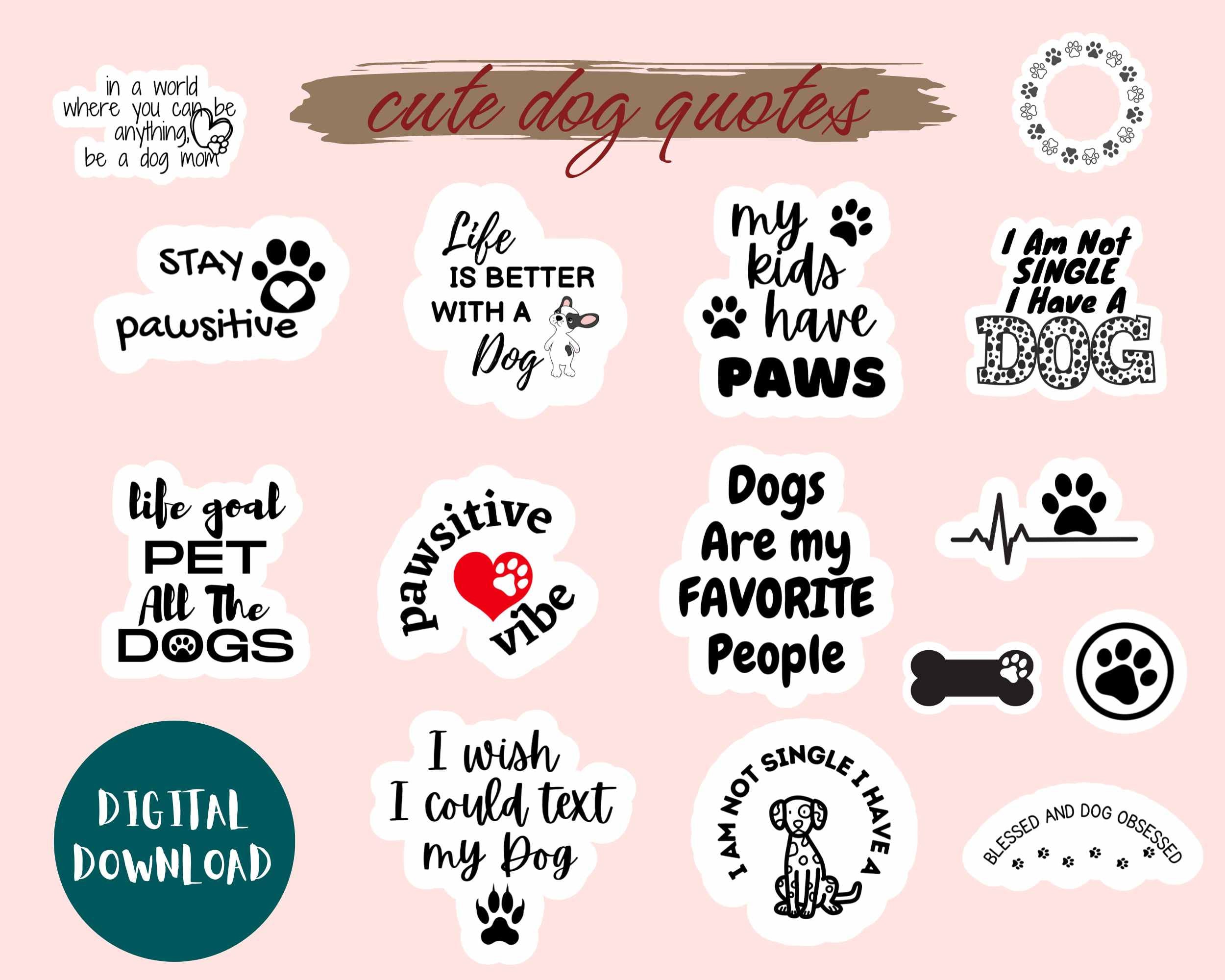 Printable Dog Lover Stickers Pack Png, Digital Download Printable Png ...