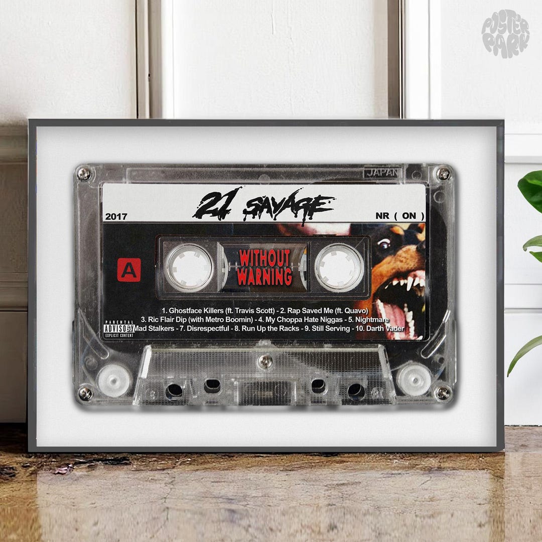 Without Warning Cassette Poster 21 Savage Poster Music Wall Print Album ...