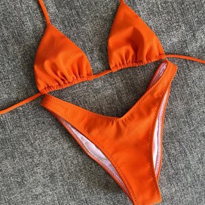 Orange Triangle Bikini Set for Women - Etsy