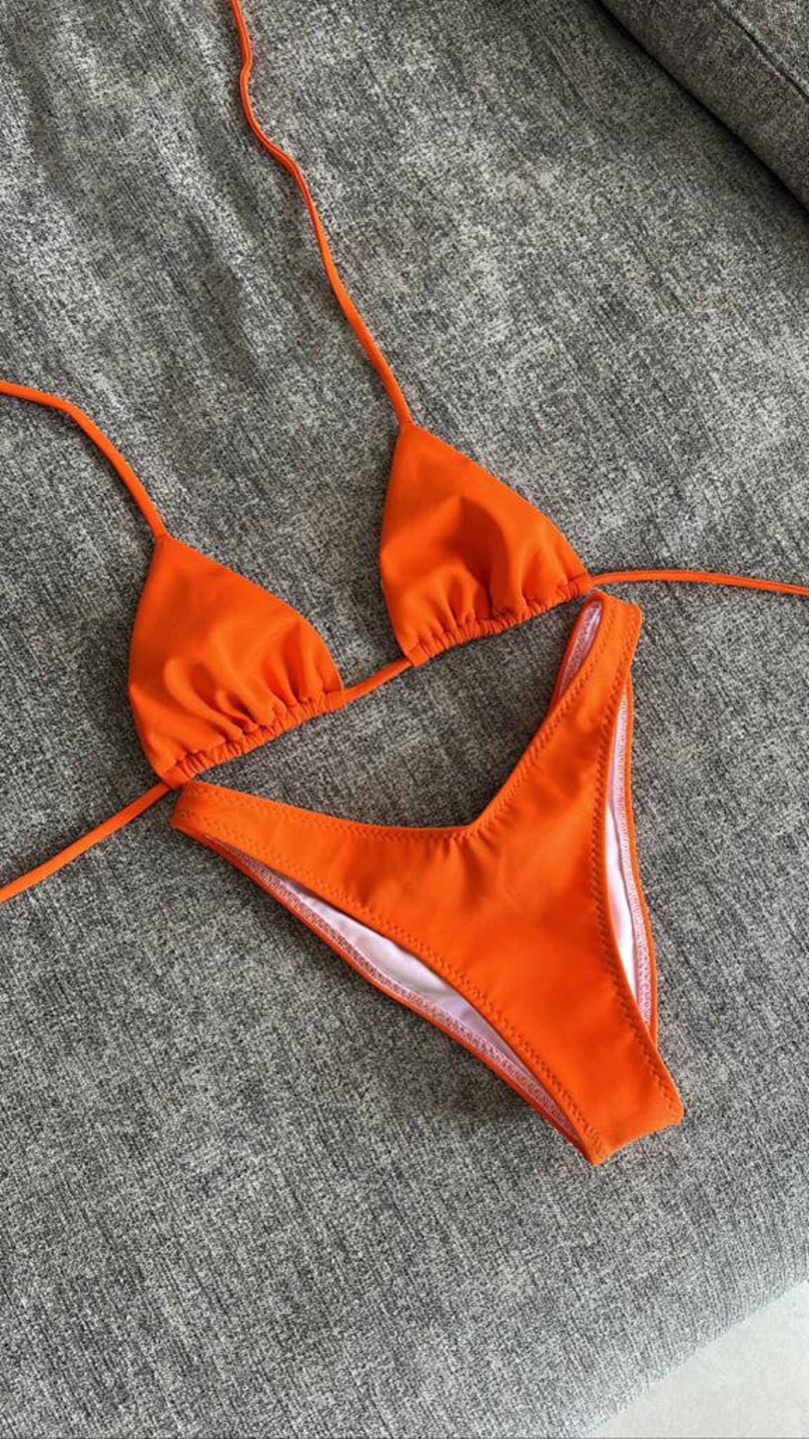 Orange Triangle Bikini Set for Women - Etsy
