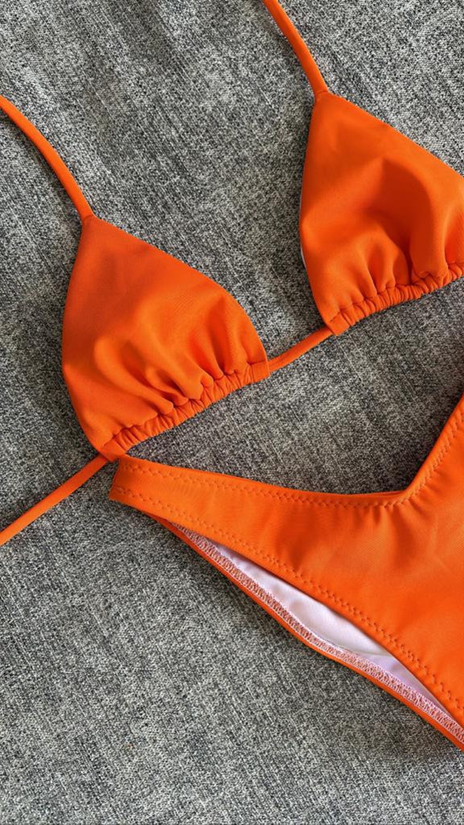 Orange Triangle Bikini Set for Women - Etsy