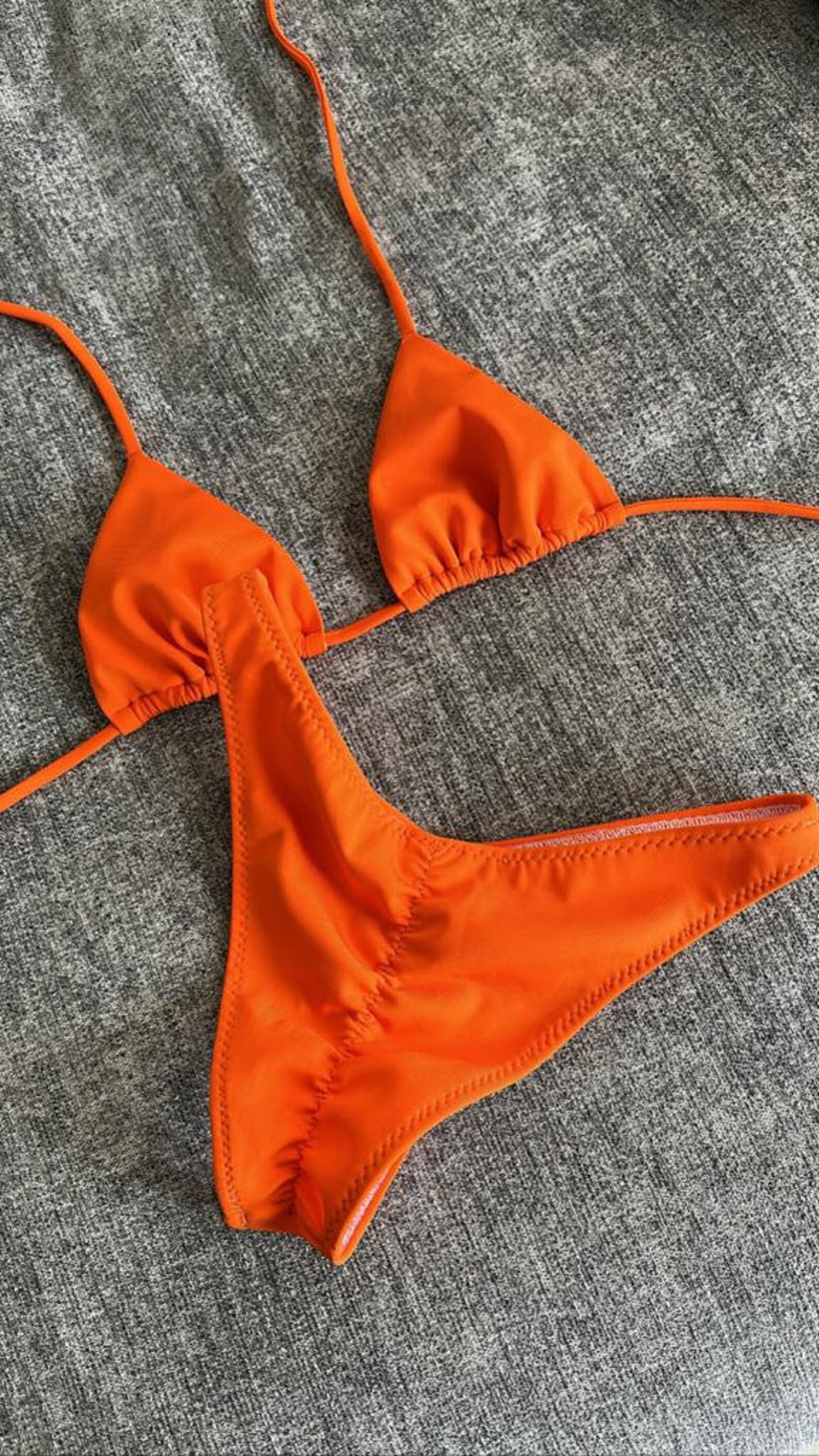 Orange Triangle Bikini Set for Women - Etsy