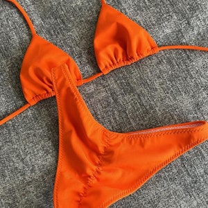 Orange Triangle Bikini Set for Women - Etsy