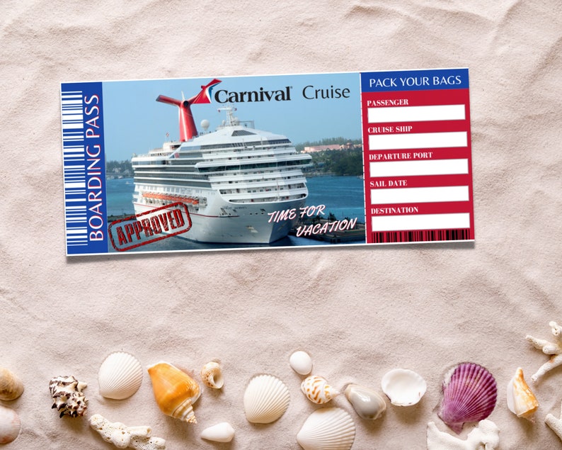 Printable Carnival Cruise Surprise Reveal Gift Ticket Custom - Etsy