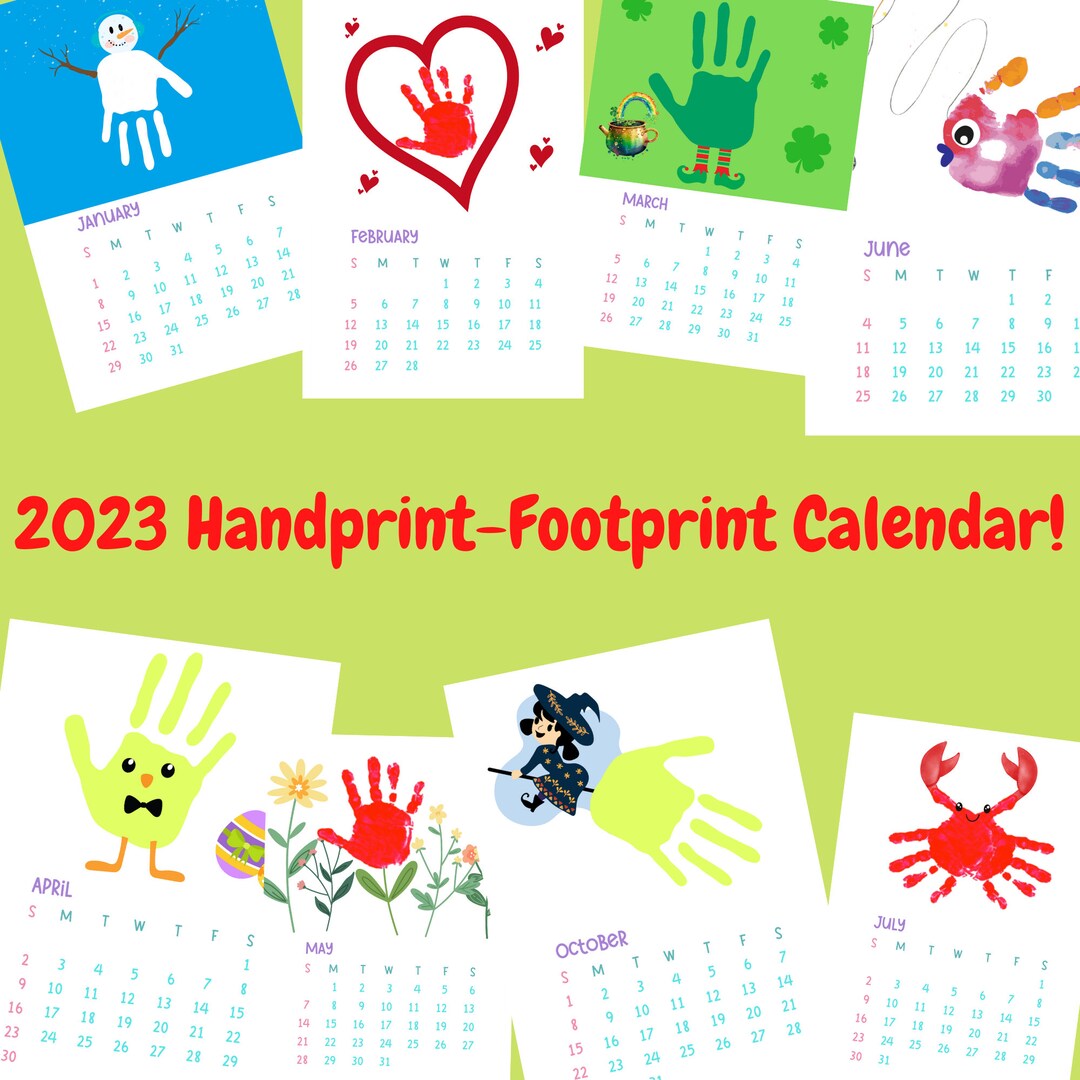 2023 Handprint Footprint Art Cute Calendar, Handprint Art Craft DIY ...