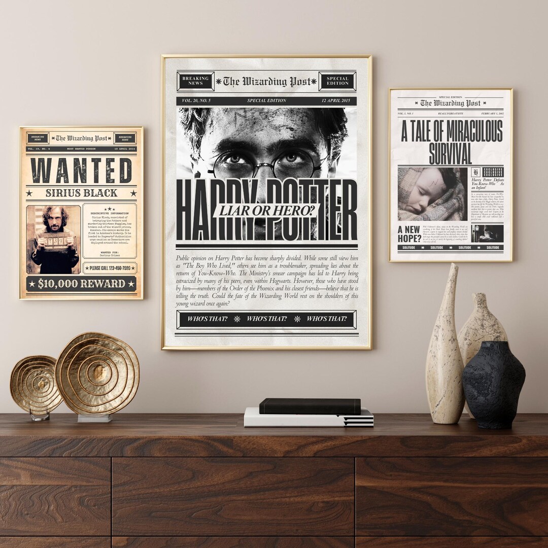 Set of 40 Remastered Printable Daily Newspaper Pages, Wizard and Witch ...